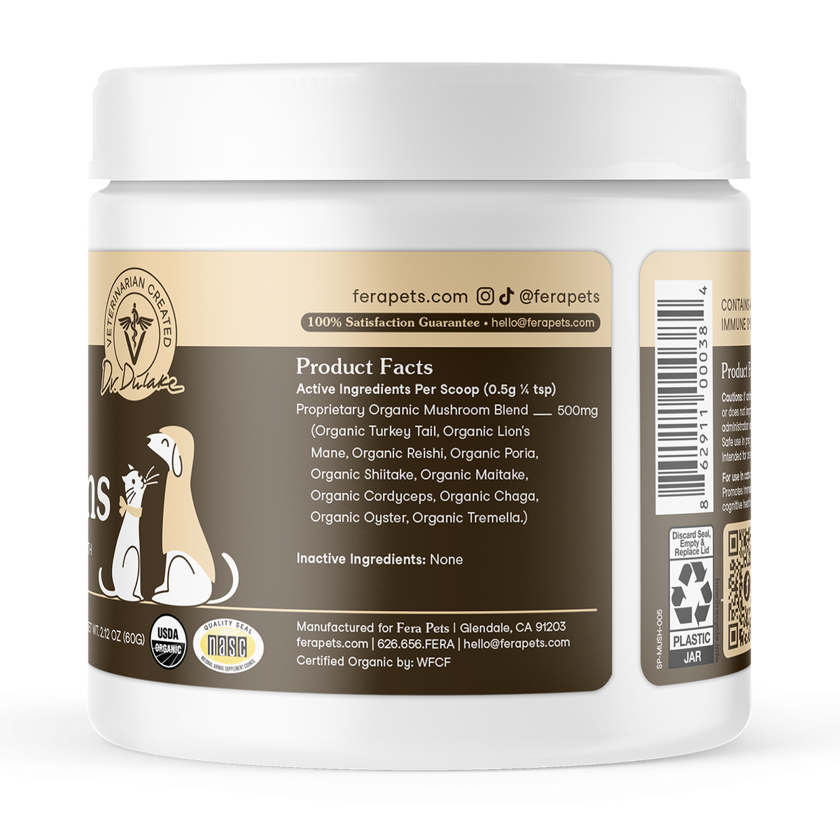 Fera Pet USDA Organic Mushroom Blend for Immune Support for Dogs & Cats ...